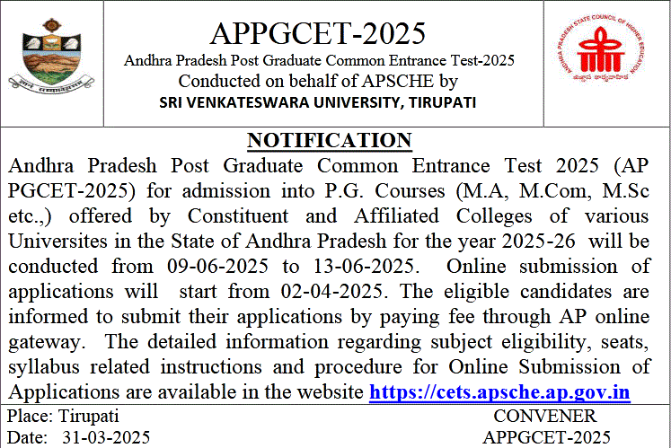 AP PGCET Notification 2025 – Manabadi™