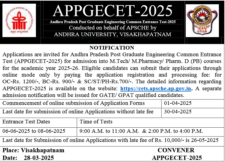 AP PGECET 2025 Notification – Manabadi™