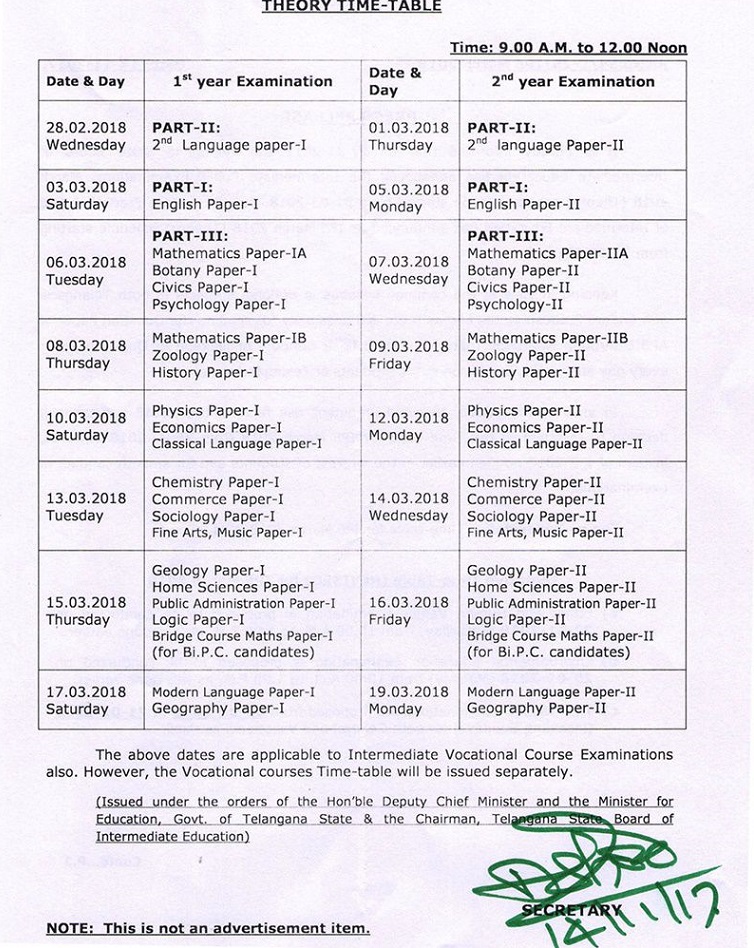 TS Inter 1st Year Exam Time Table 2018 Download.Manabadi, bie.telangana ... TS Inter 1st Year Exam Time Table 2018 Download.Manabadi, bie.telangana ...